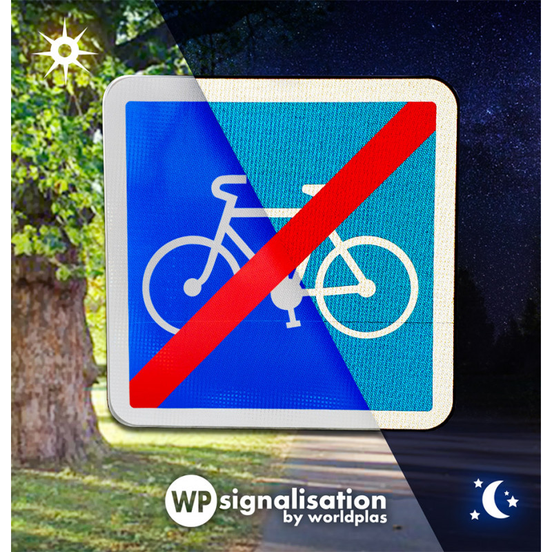 Panneau fin d'une piste/bande cyclable réservée aux cycles à 2/3 roues ...