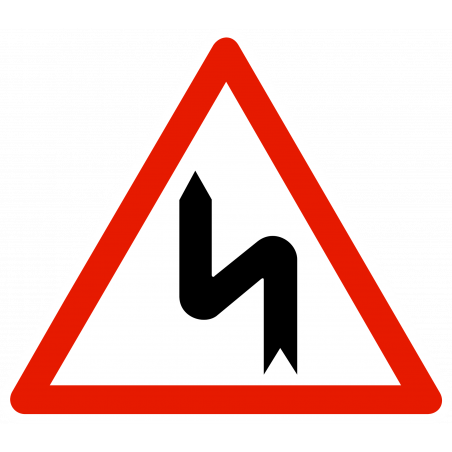 Panneau succession de virages dont le 1er est à gauche - Panneau A1D I WP Signalisation